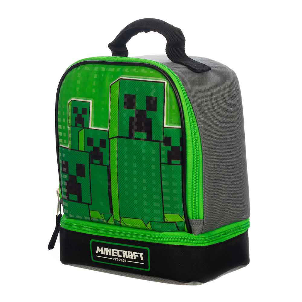 Minecraft Creeper Double Compartment Insulated Lunch Box – Insert Coin Toys